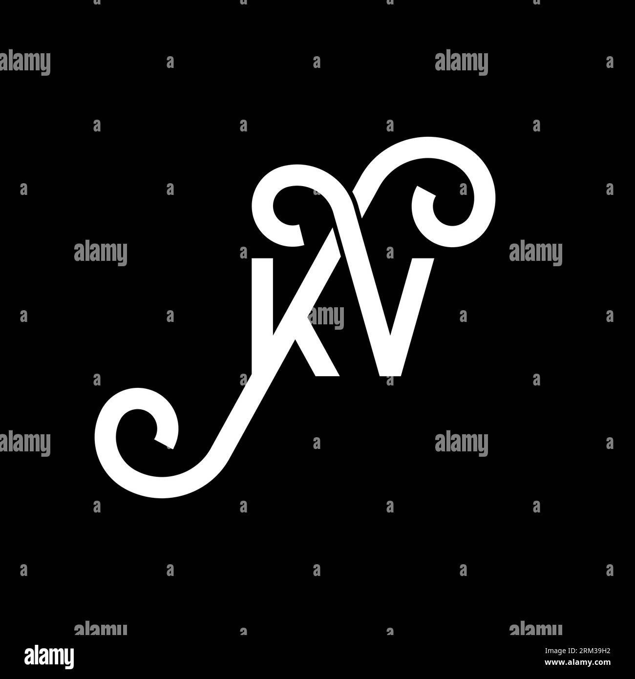 KV letter logo design on black background. KV creative initials letter ...
