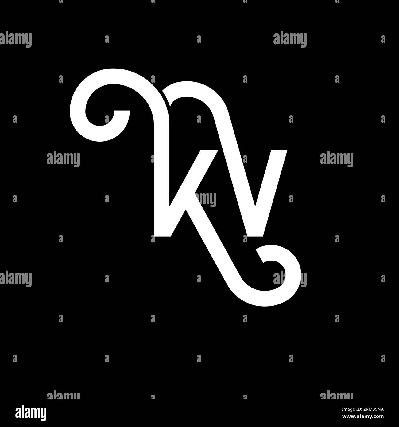 KV letter logo design on black background. KV creative initials letter ...