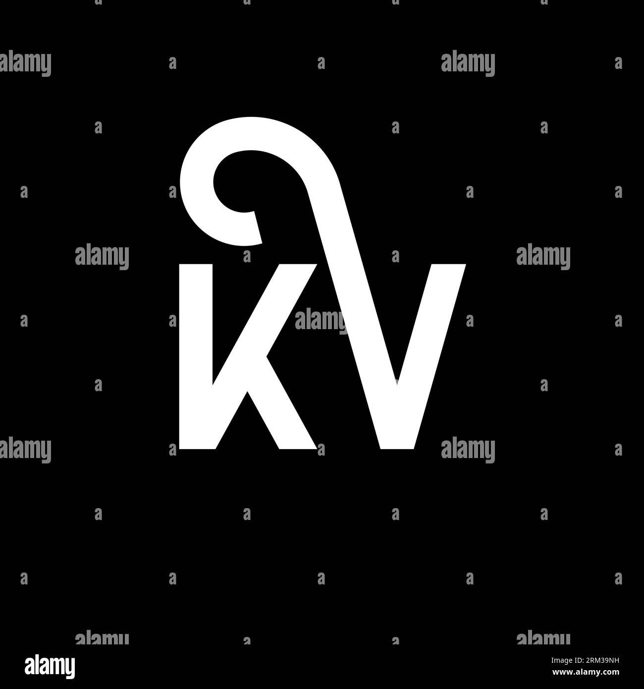 KV letter logo design on black background. KV creative initials letter ...