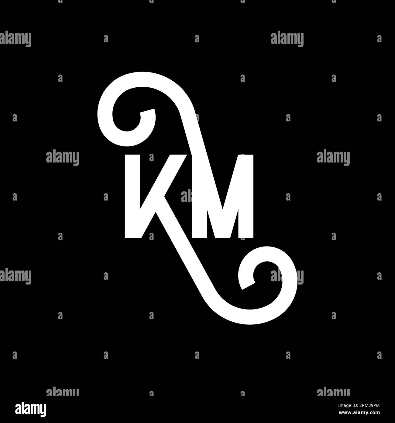 KM letter logo design on black background. KM creative initials letter ...