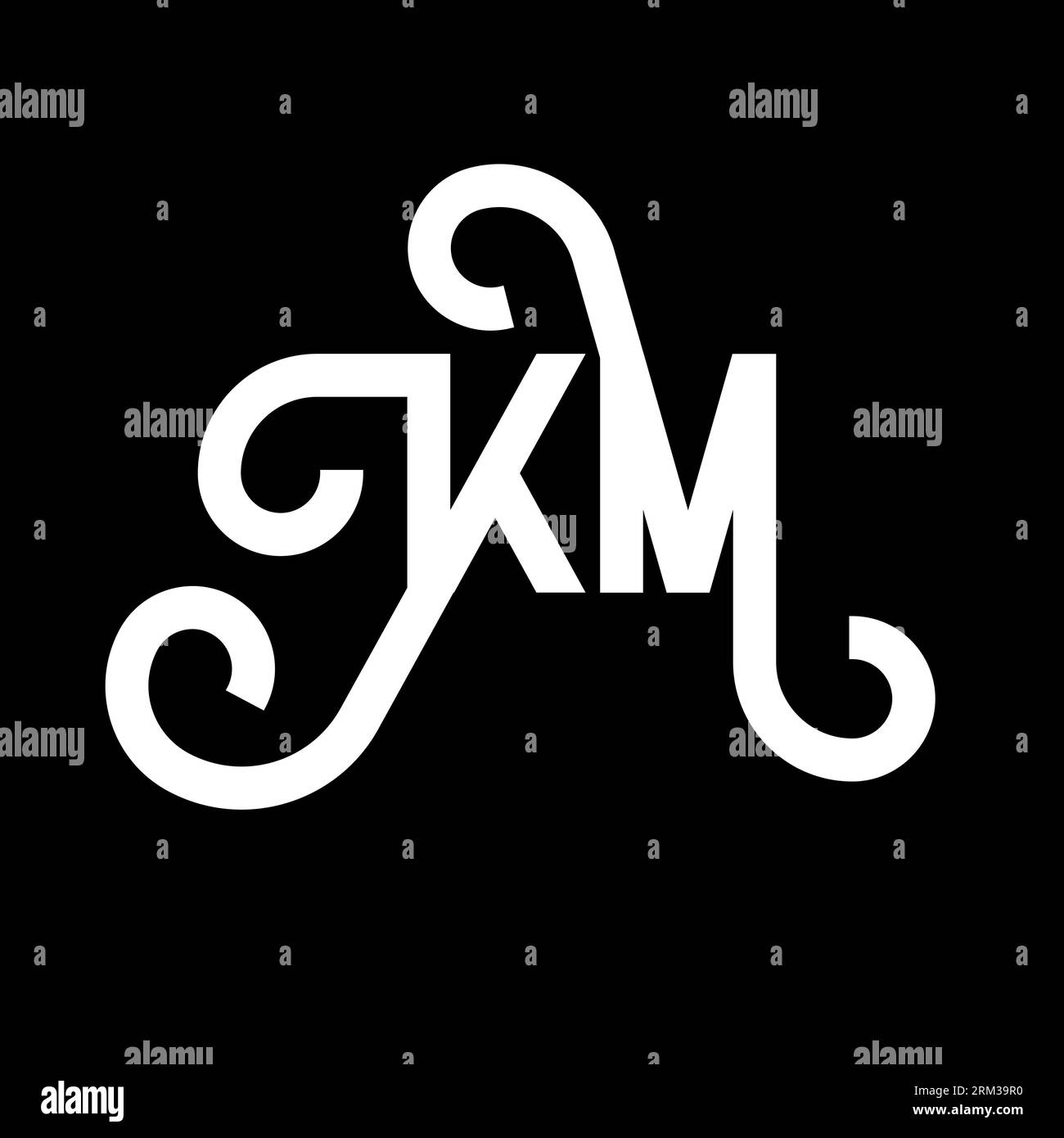 KM letter logo design on black background. KM creative initials letter ...