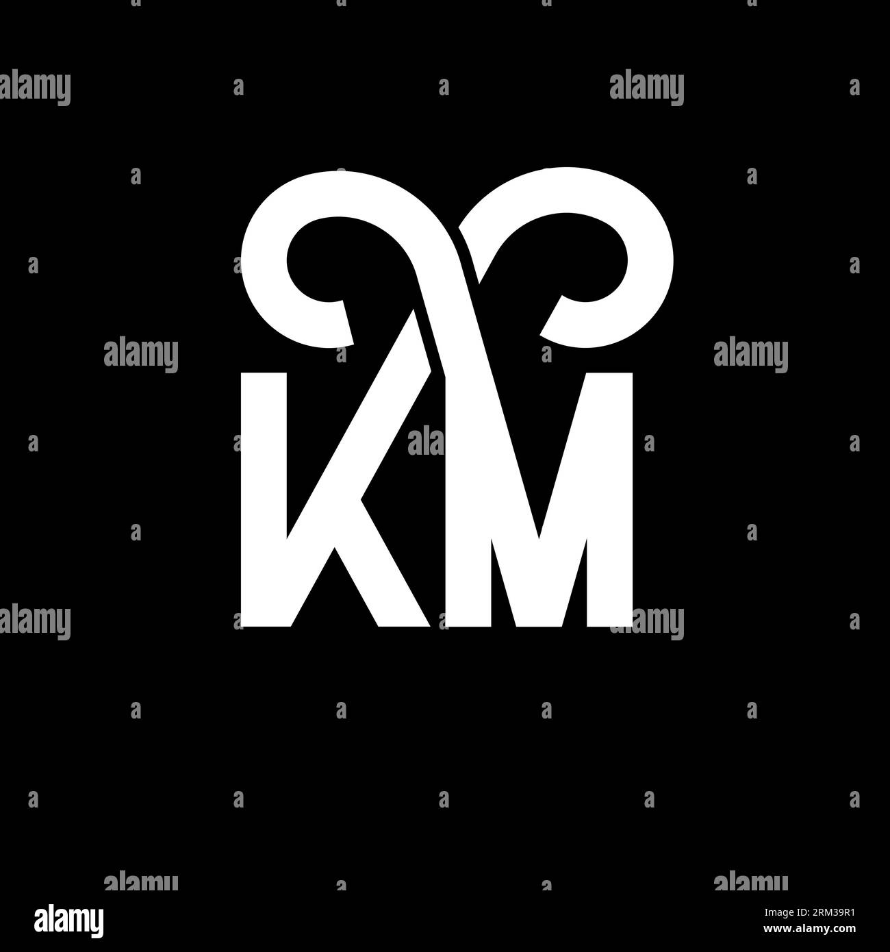 KM letter logo design on black background. KM creative initials letter logo concept. km letter ...