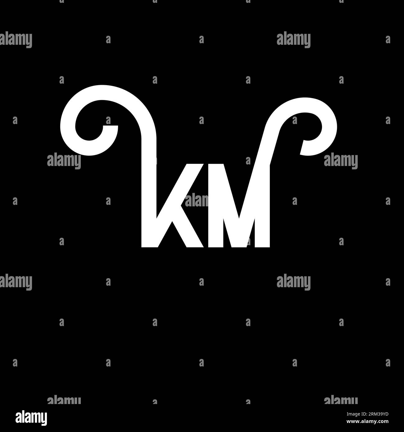 KM letter logo design on black background. KM creative initials letter ...