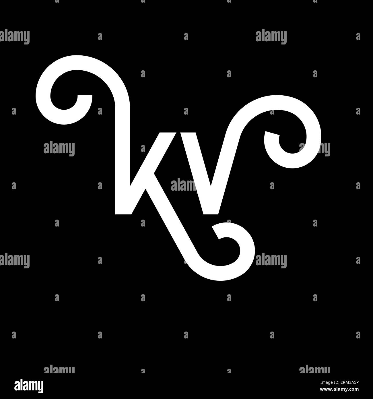 KV letter logo design on black background. KV creative initials letter ...
