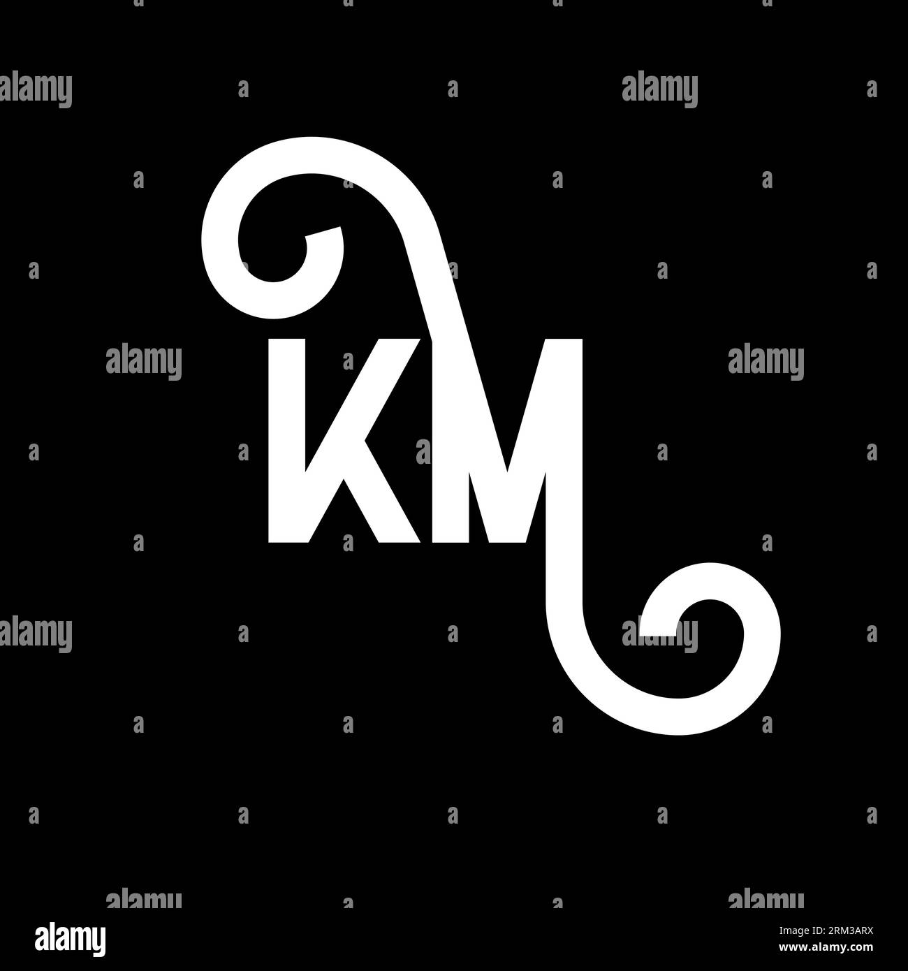 KM letter logo design on black background. KM creative initials letter ...