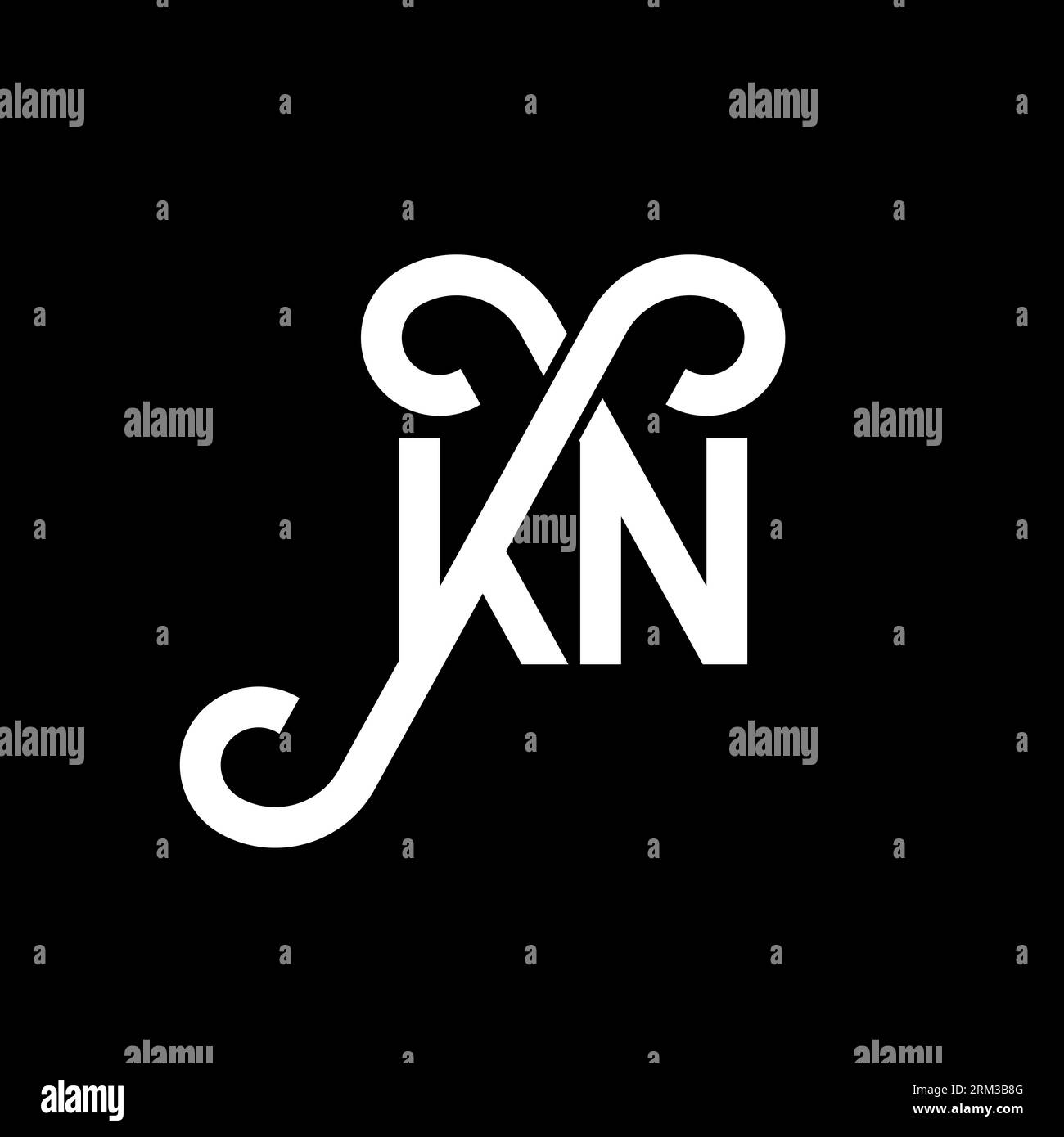 KN letter logo design on black background. KN creative initials letter ...