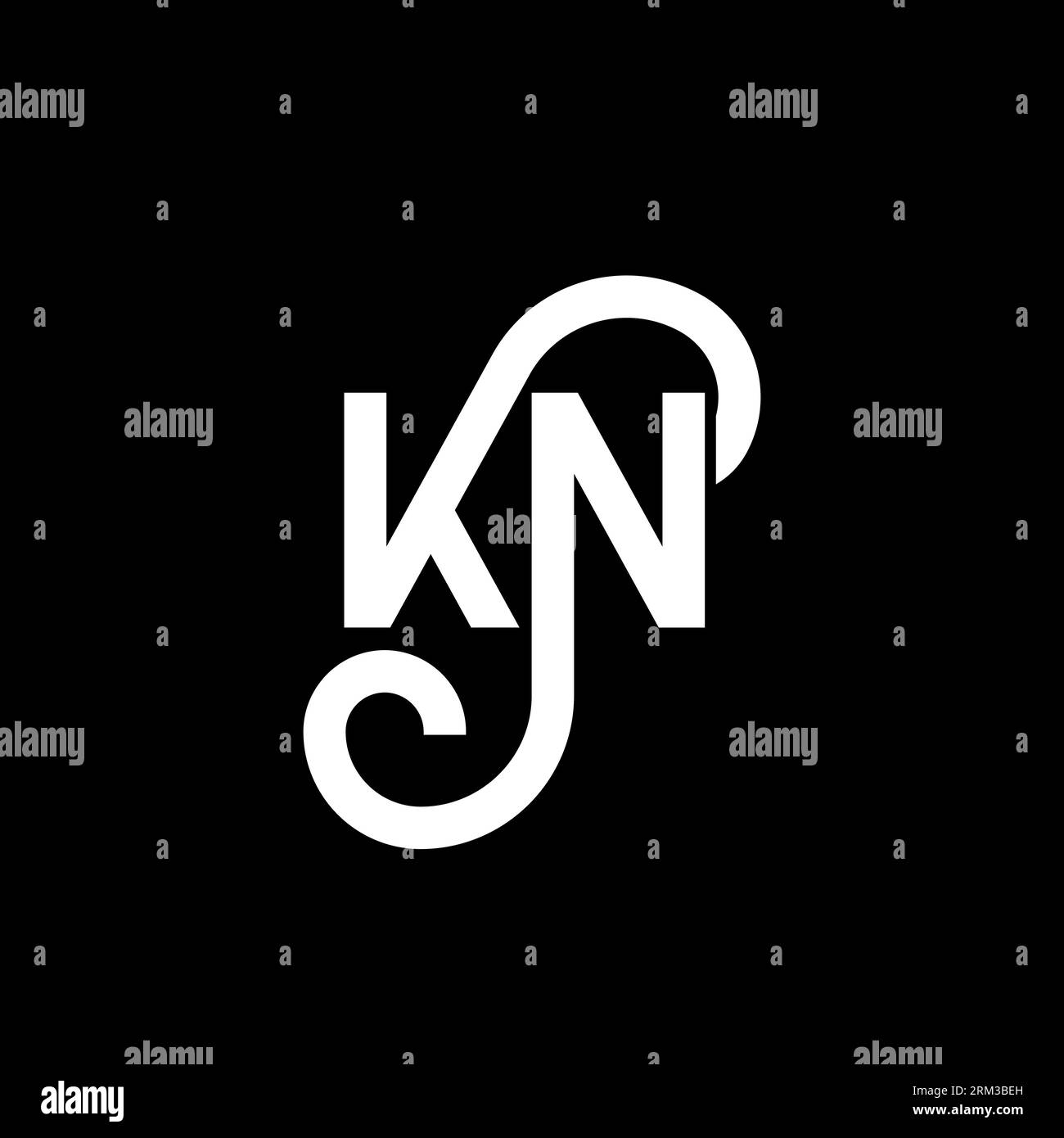 KN letter logo design on black background. KN creative initials letter ...