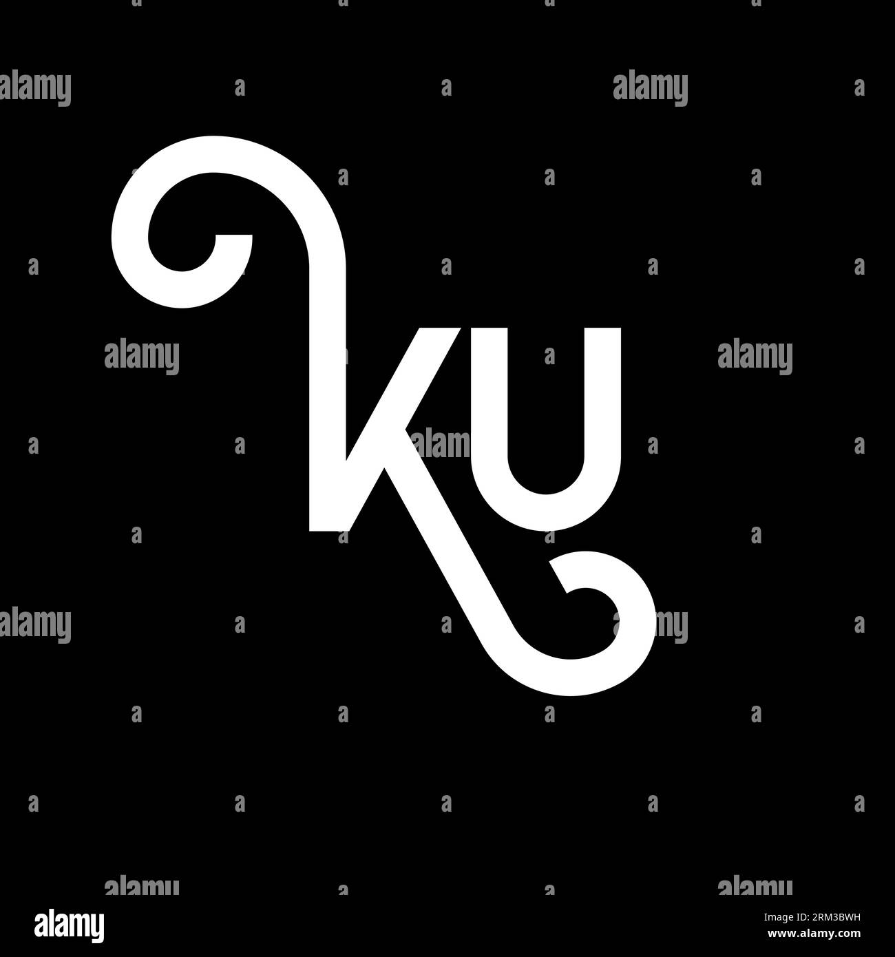 KU letter logo design on black background. KU creative initials letter ...