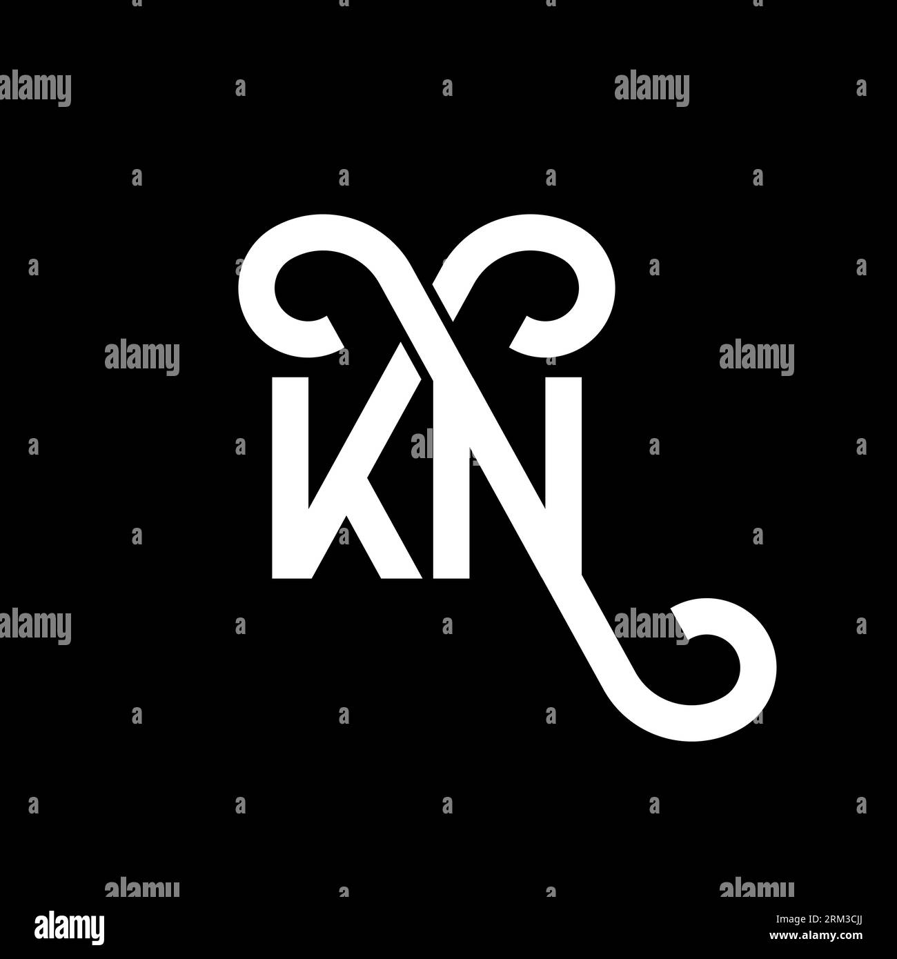 KN letter logo design on black background. KN creative initials letter ...