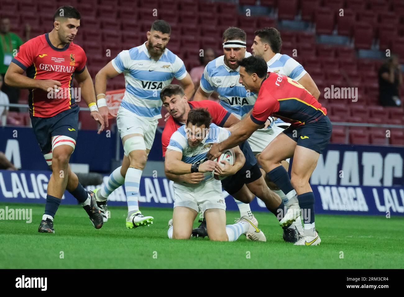 Players in action during the international friendly rugby match prior ...