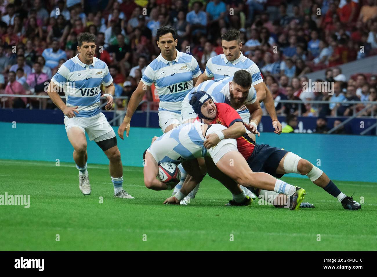Players in action during the international friendly rugby match prior ...