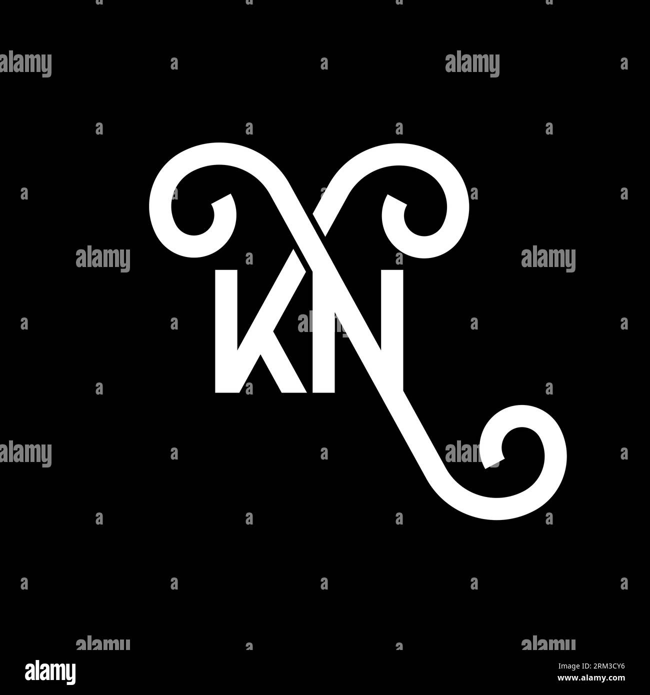 KN letter logo design on black background. KN creative initials letter ...