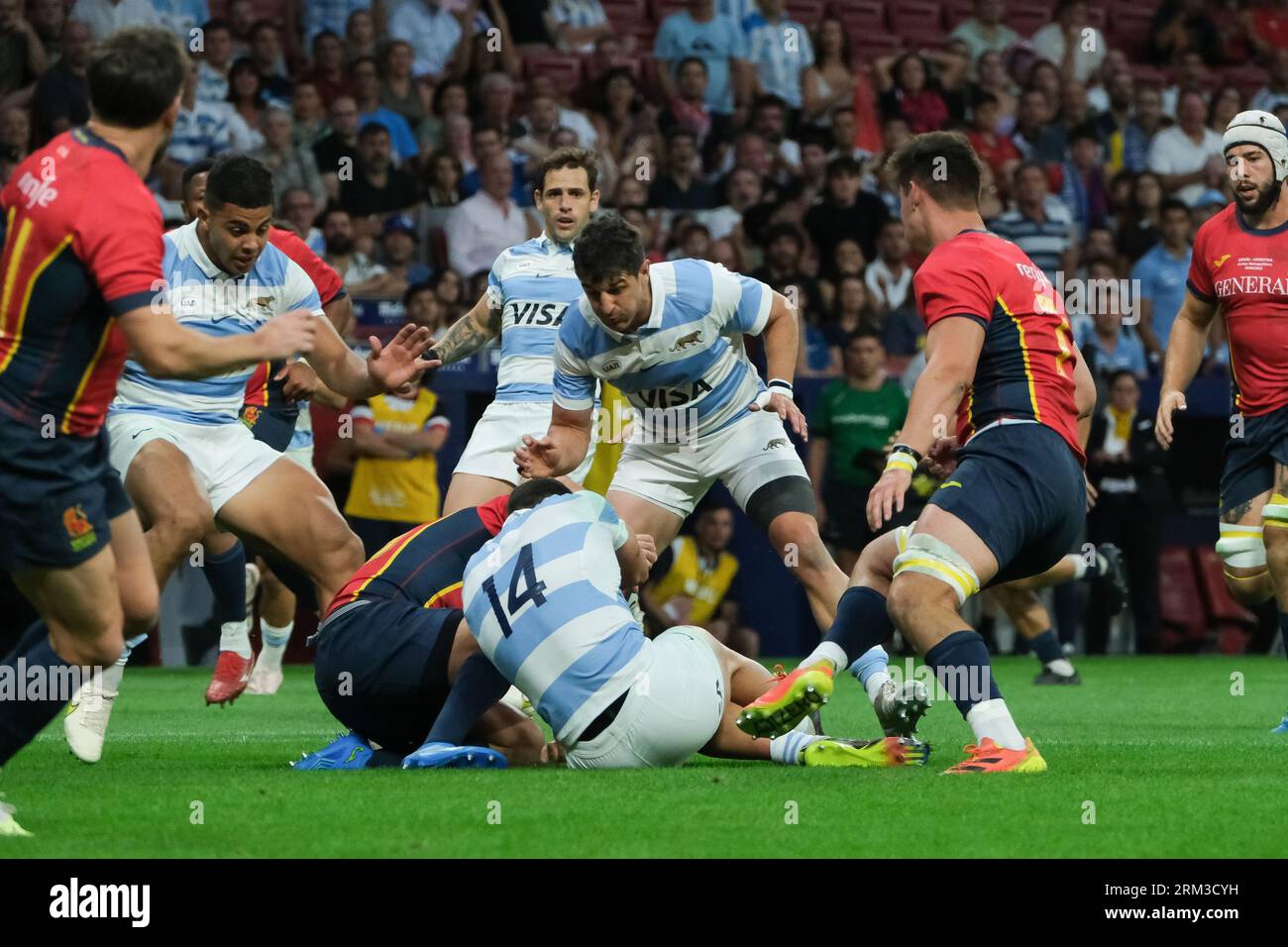 Players in action during the international friendly rugby match prior ...