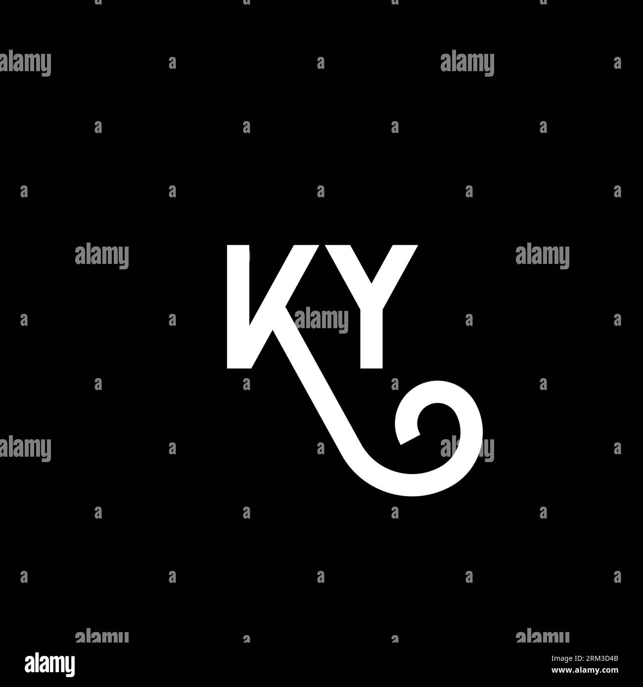 KY letter logo design on black background. KY creative initials letter ...