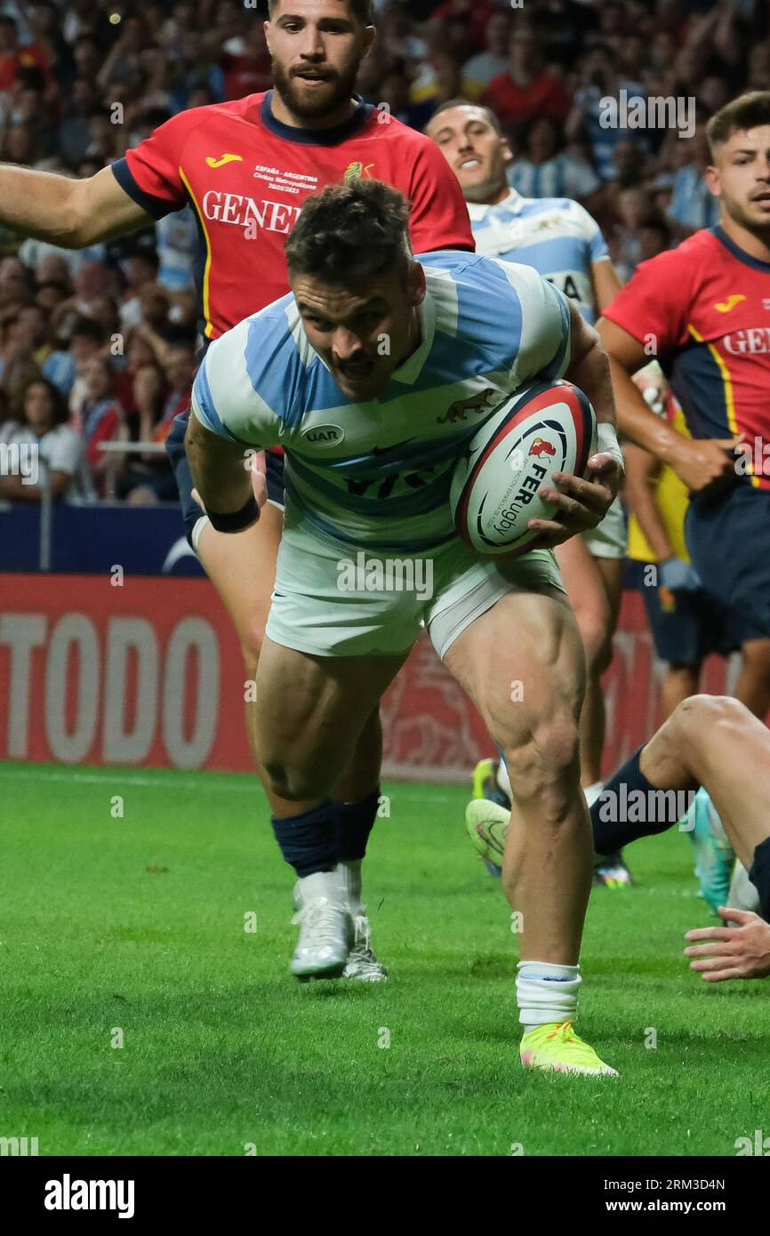 Players in action during the international friendly rugby match prior ...