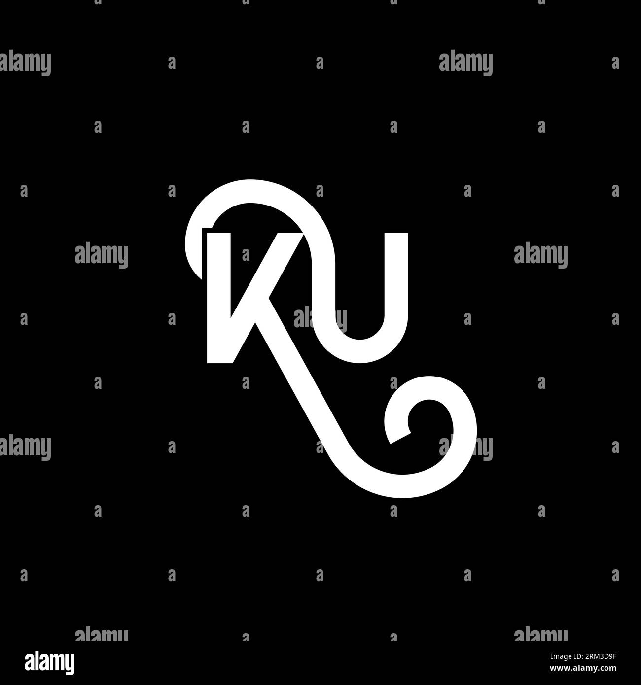 KU letter logo design on black background. KU creative initials letter ...