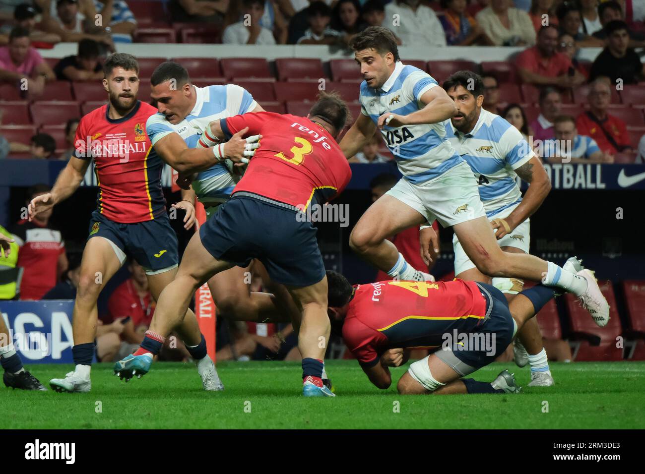 Players in action during the international friendly rugby match prior ...