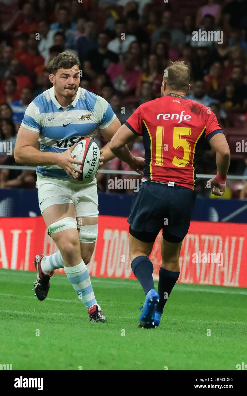 Players in action during the international friendly rugby match prior ...