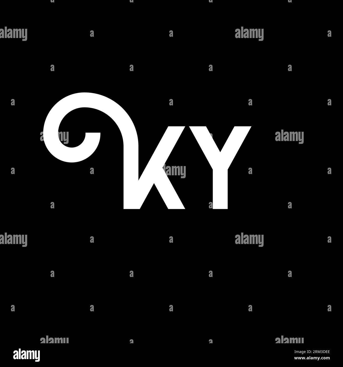 KY letter logo design on black background. KY creative initials letter ...