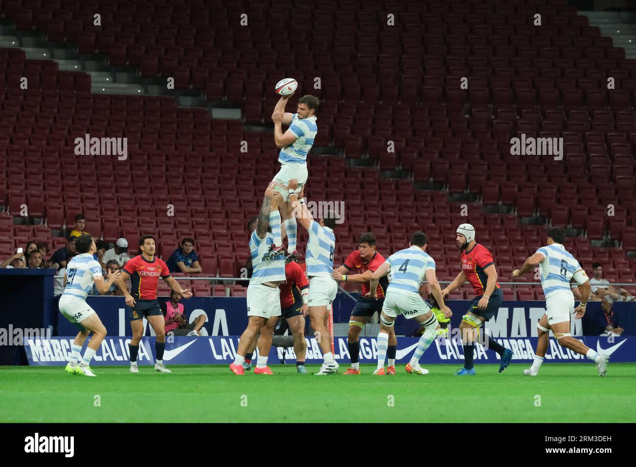 Players in action during the international friendly rugby match prior ...