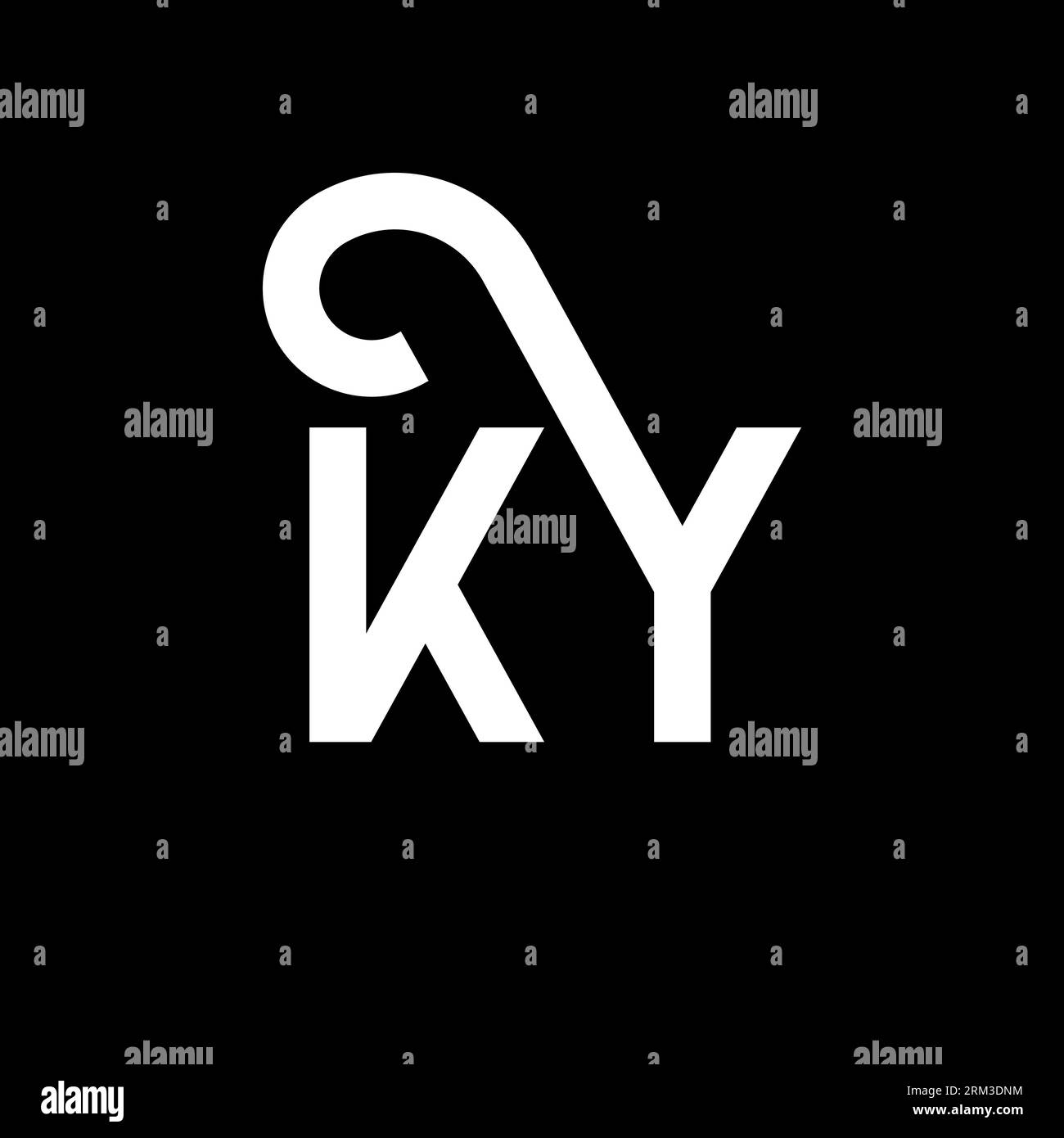 KY letter logo design on black background. KY creative initials letter ...