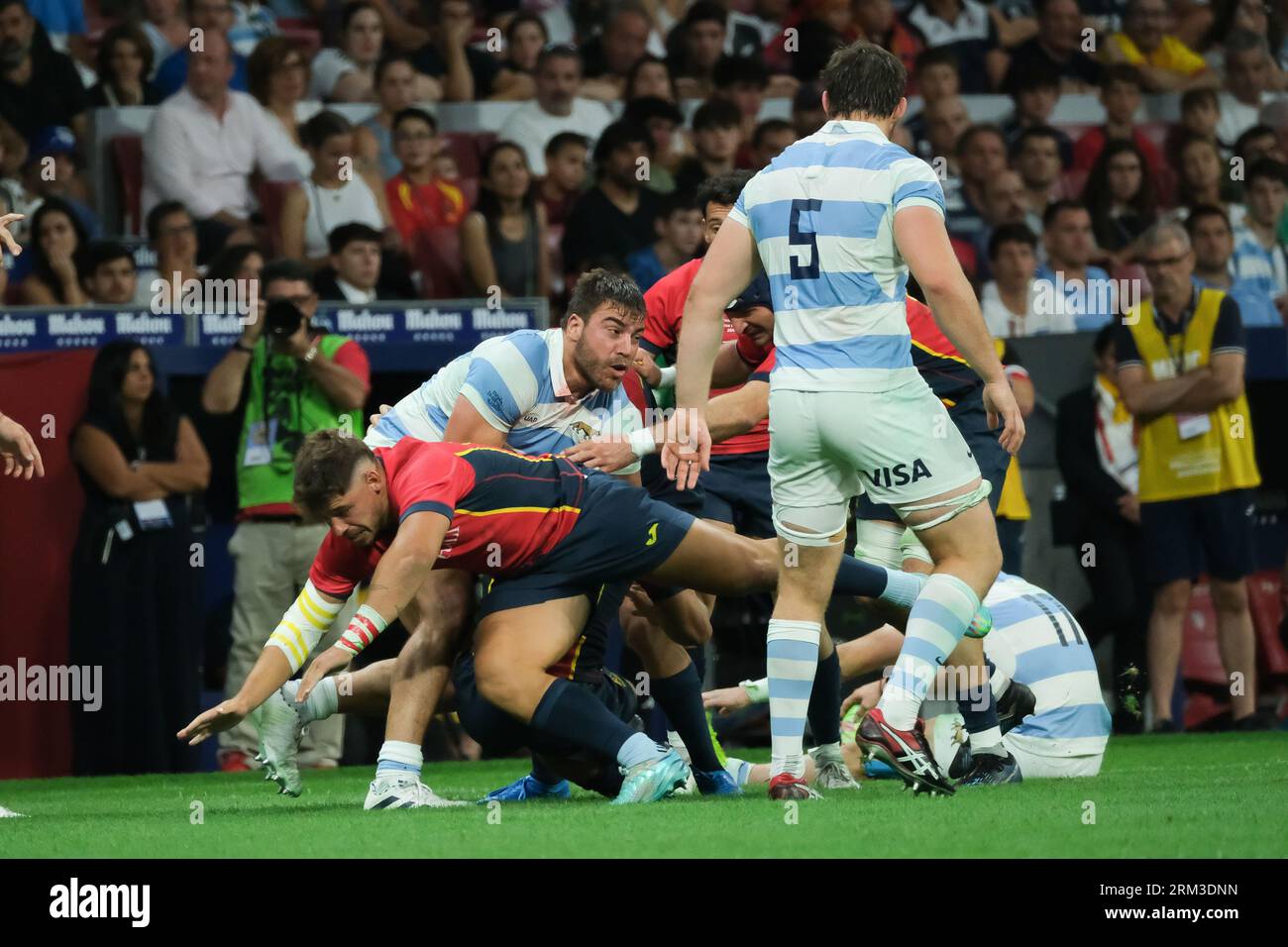 Players in action during the international friendly rugby match prior ...