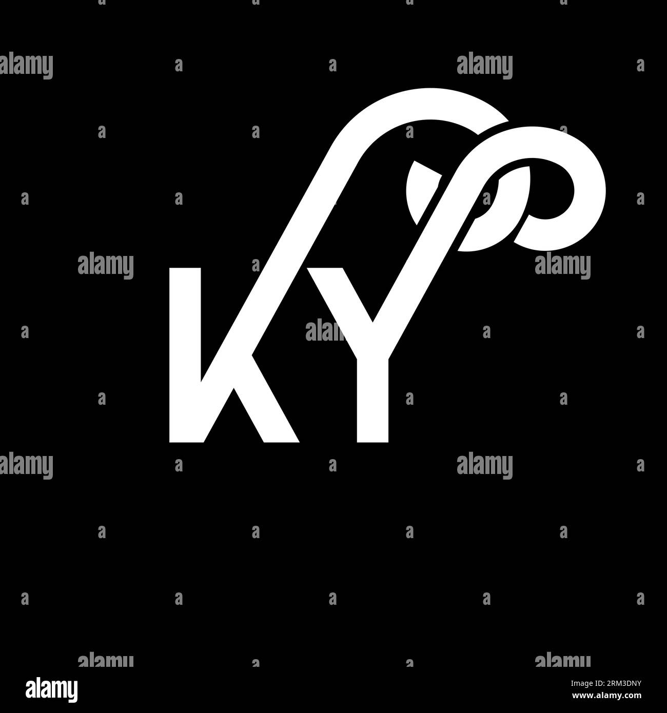 KY letter logo design on black background. KY creative initials letter ...