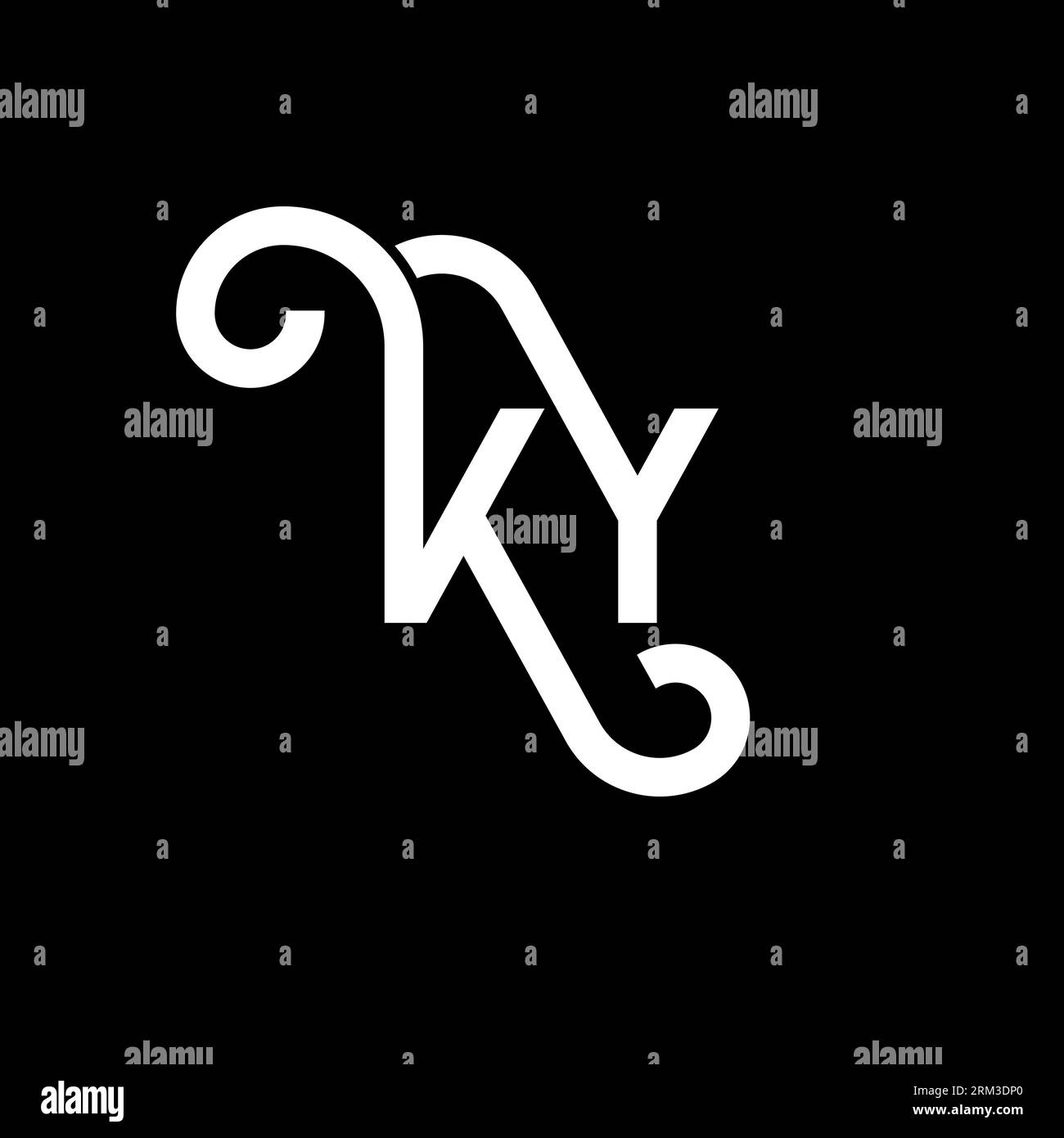 KY letter logo design on black background. KY creative initials letter ...