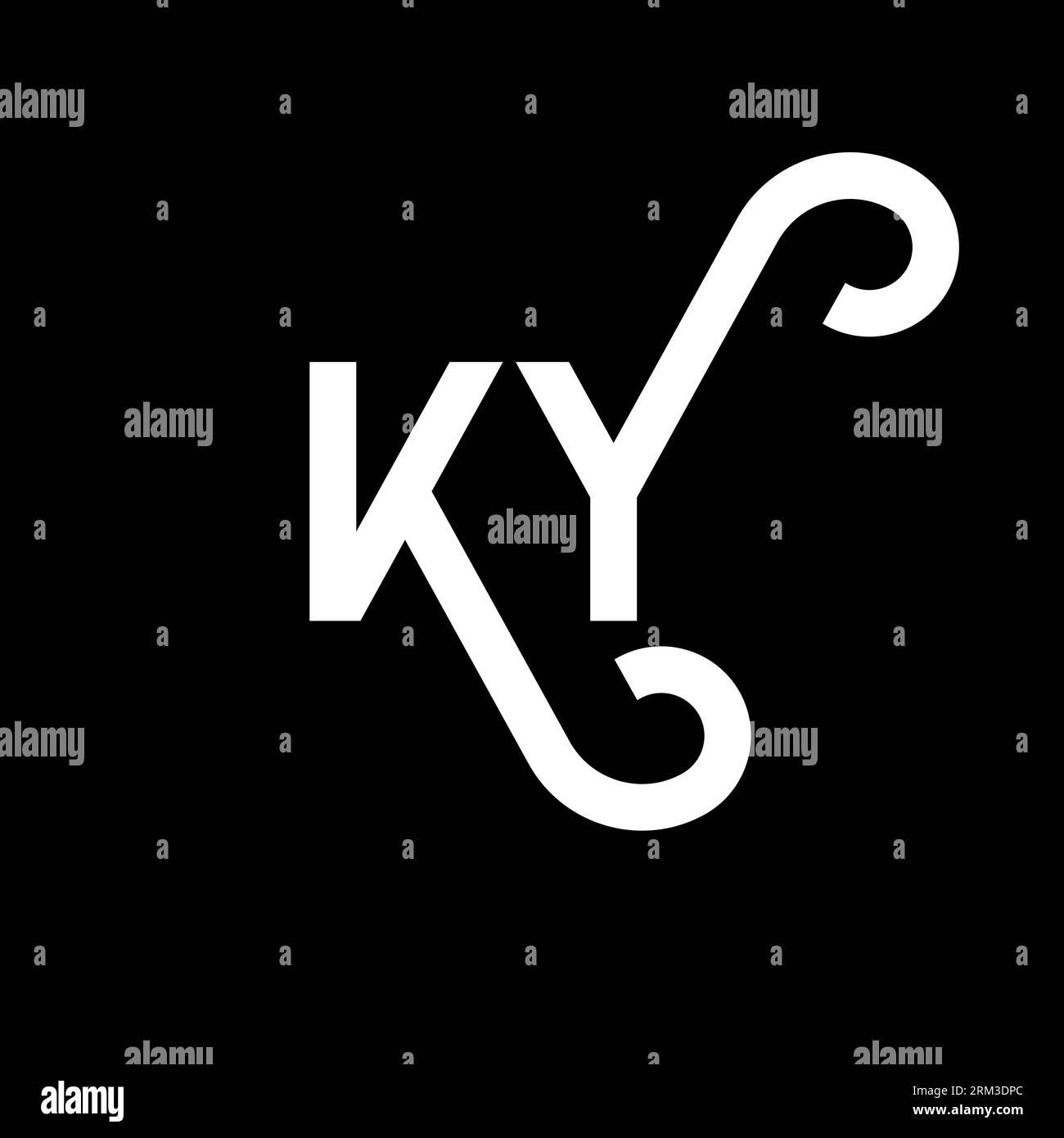 KY letter logo design on black background. KY creative initials letter ...