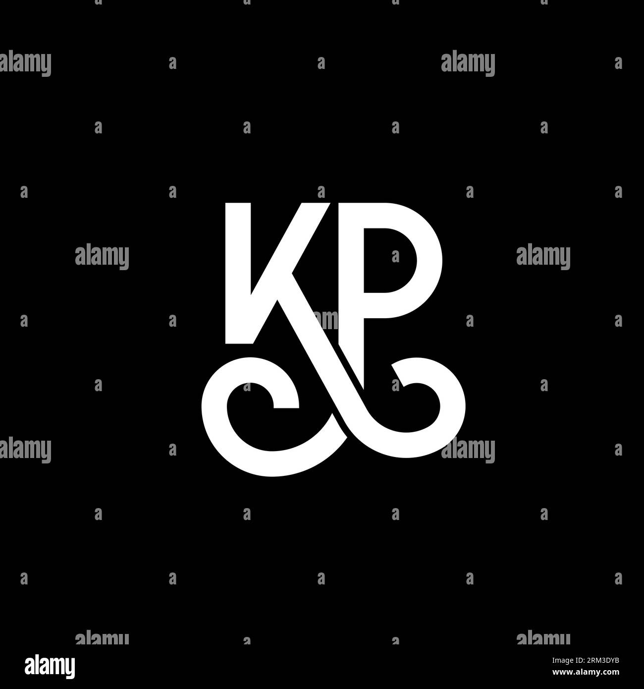 KP letter logo design on black background. KP creative initials letter ...