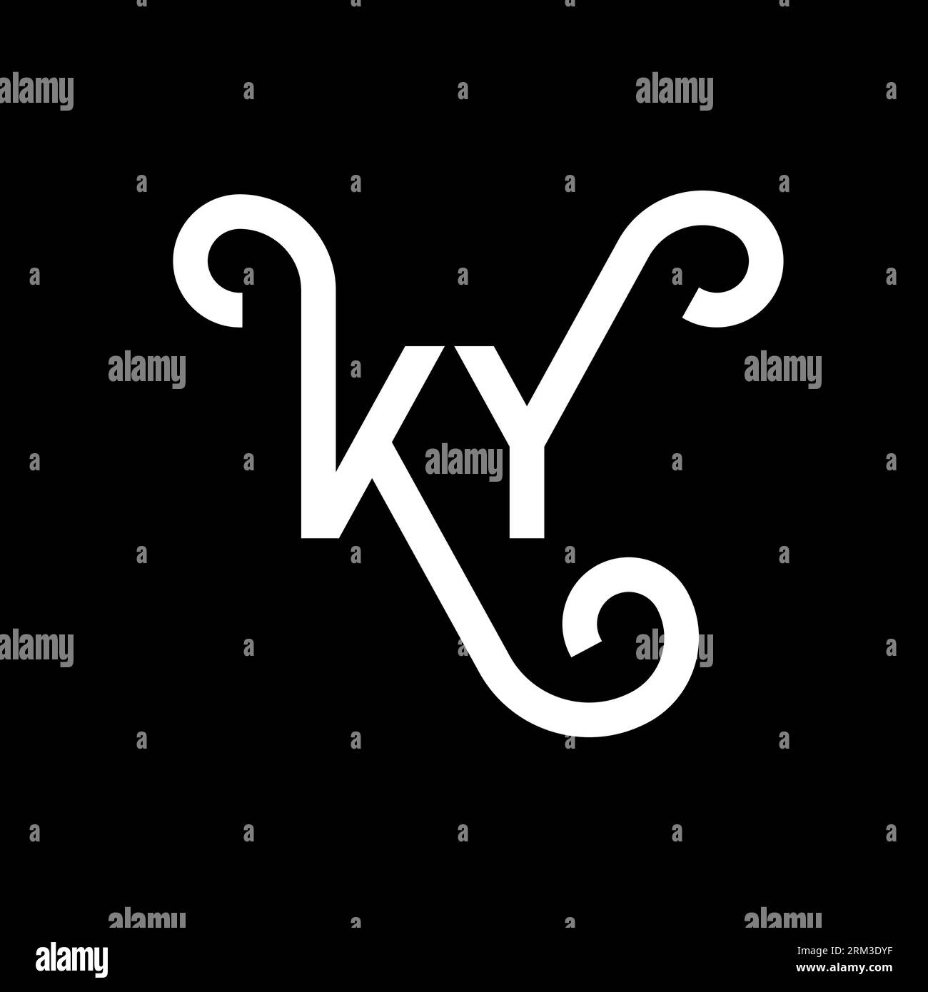 KY letter logo design on black background. KY creative initials letter ...