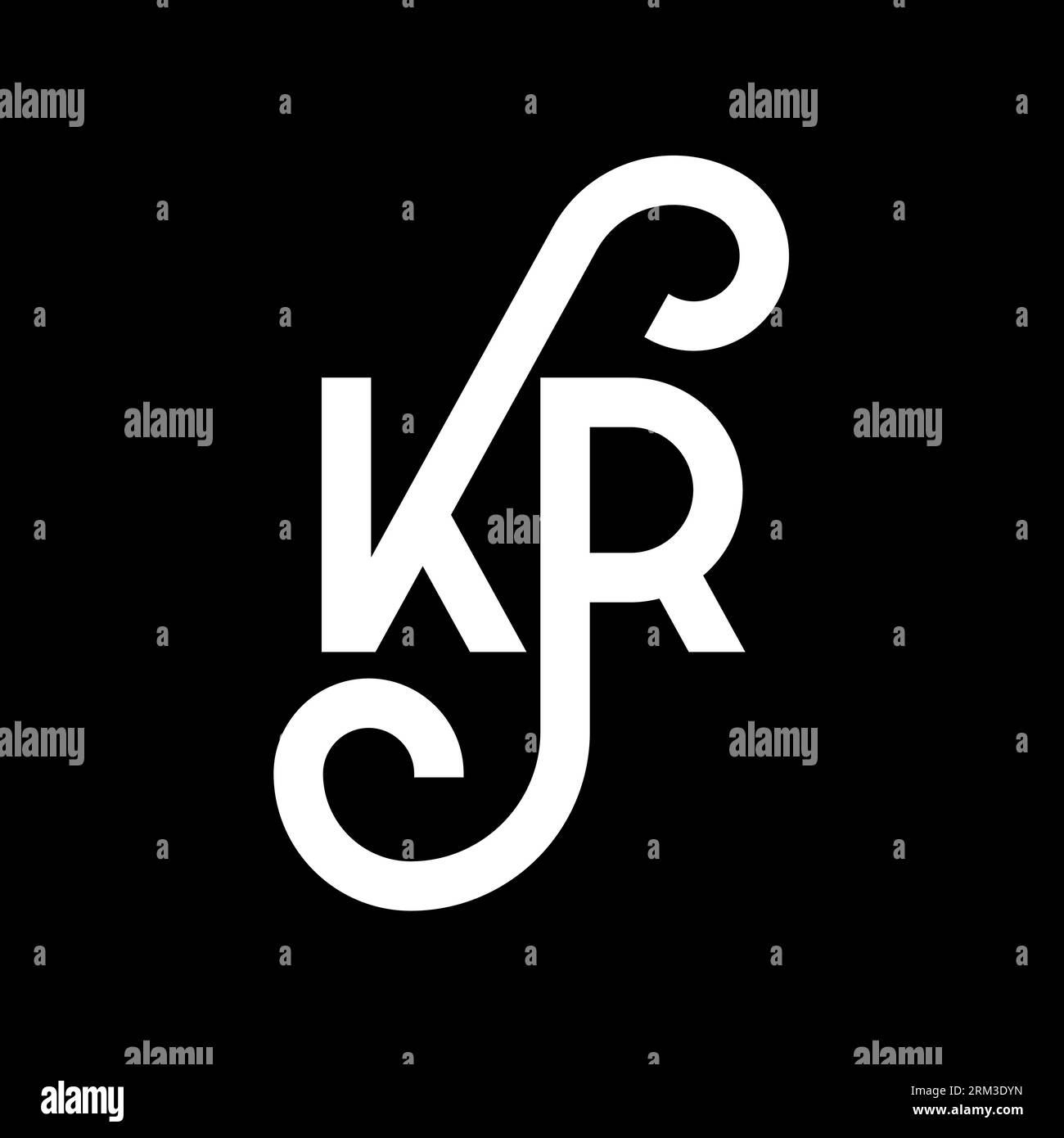 KR letter logo design on black background. KR creative initials letter ...