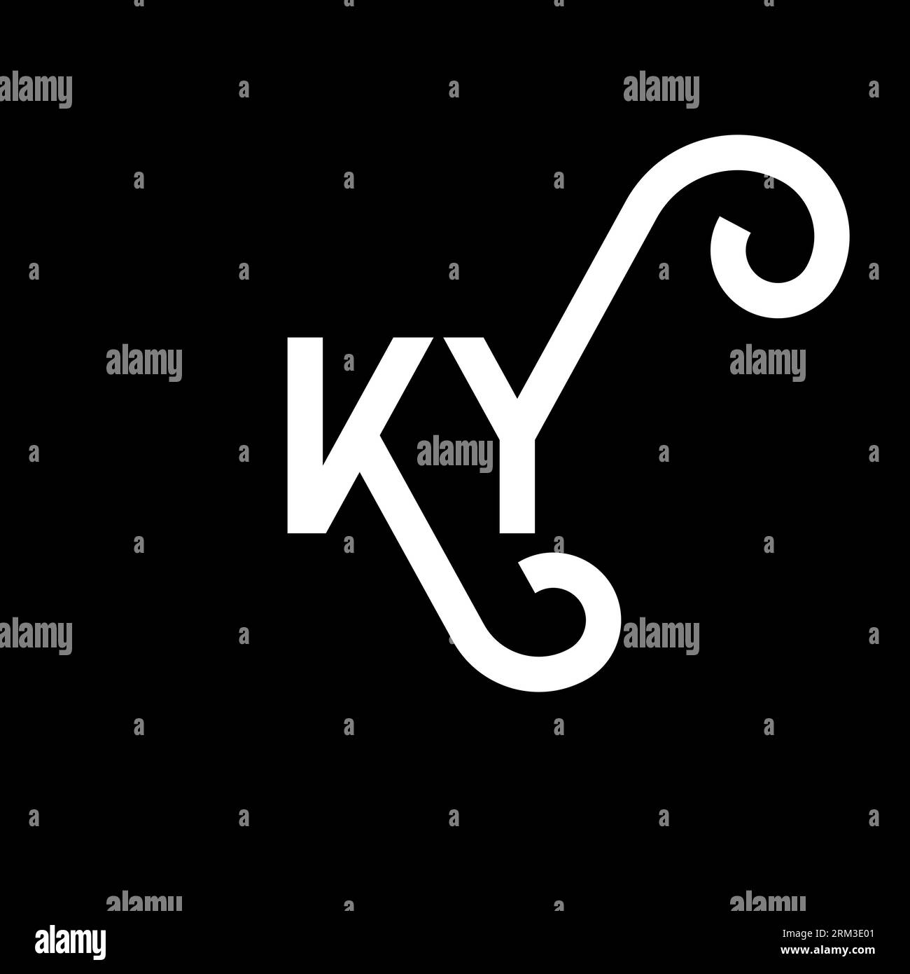 KY letter logo design on black background. KY creative initials letter ...