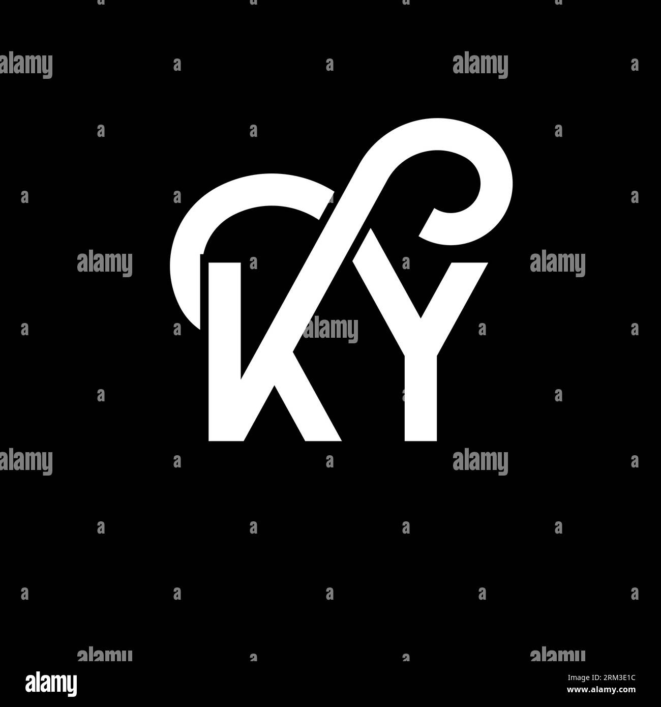 KY letter logo design on black background. KY creative initials letter ...