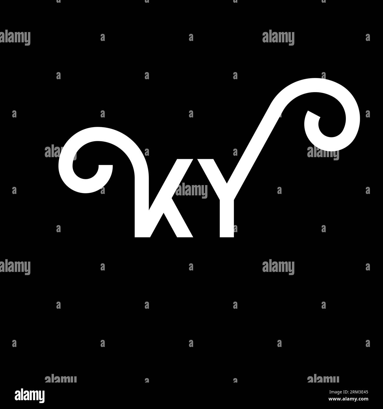 KY letter logo design on black background. KY creative initials letter logo concept. ky letter ...