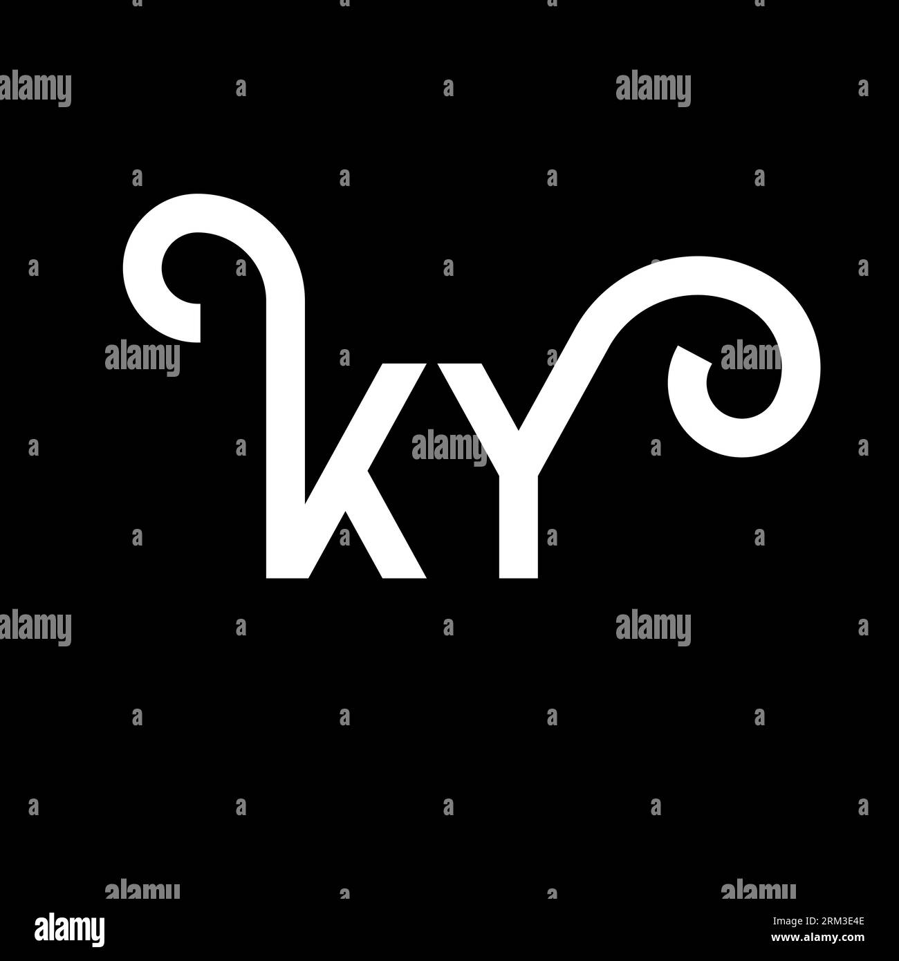 KY letter logo design on black background. KY creative initials letter ...