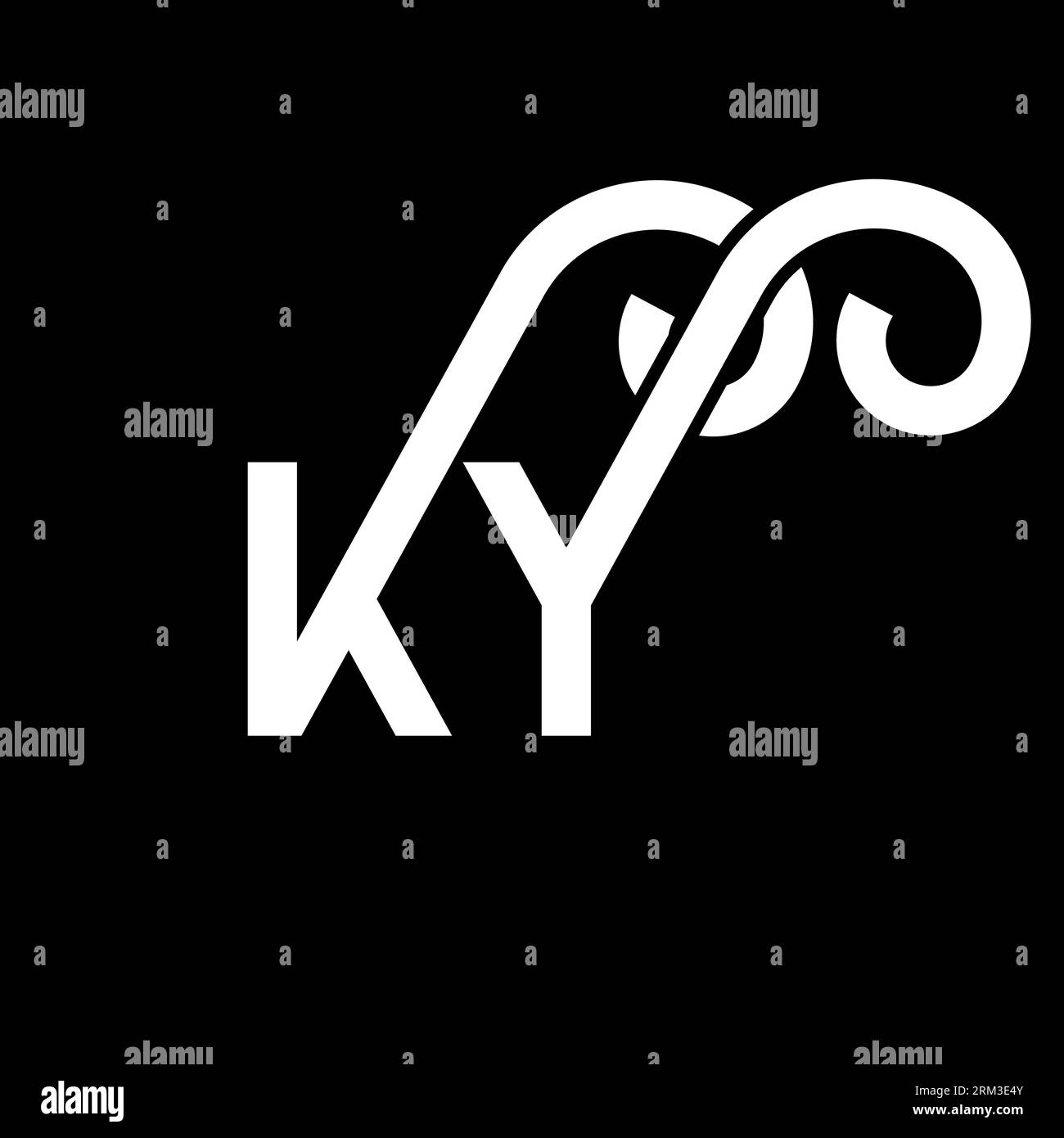 KY letter logo design on black background. KY creative initials letter ...