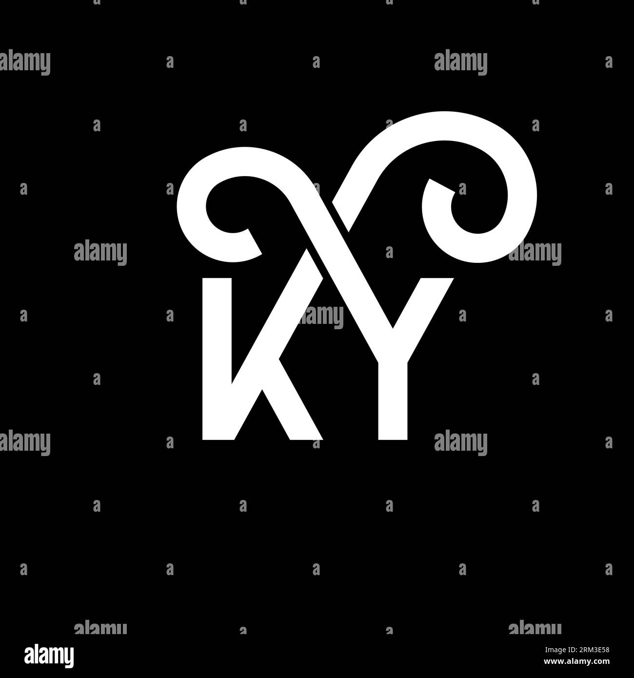 KY letter logo design on black background. KY creative initials letter ...