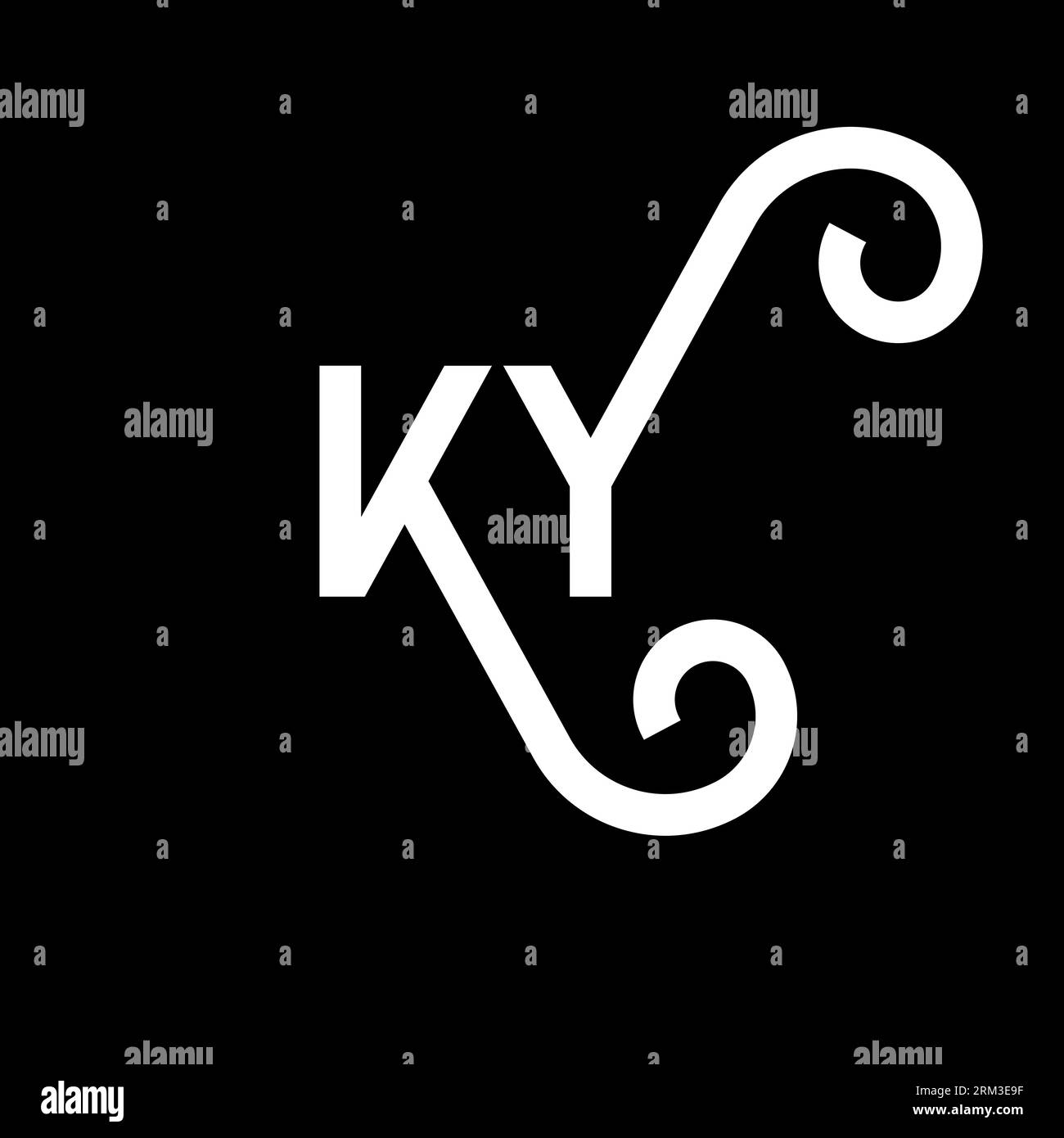 KY letter logo design on black background. KY creative initials letter ...