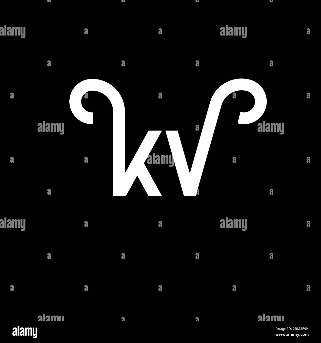 KV letter logo design on black background. KV creative initials letter ...