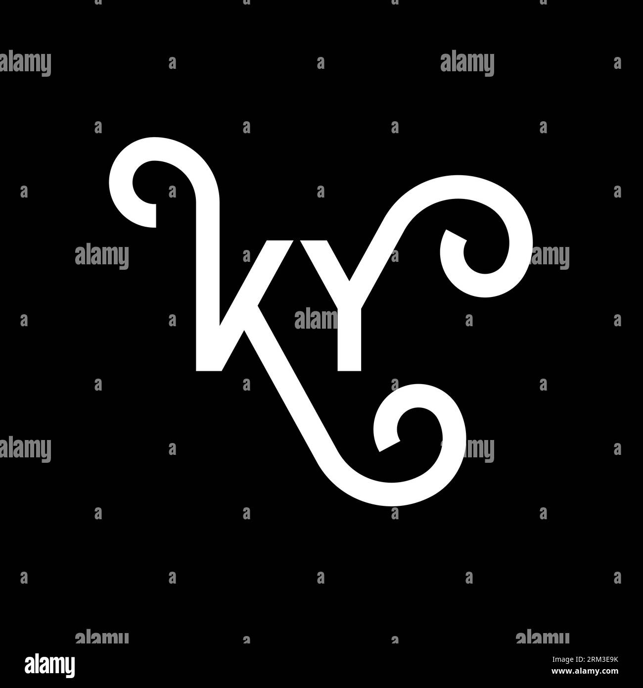 KY letter logo design on black background. KY creative initials letter ...