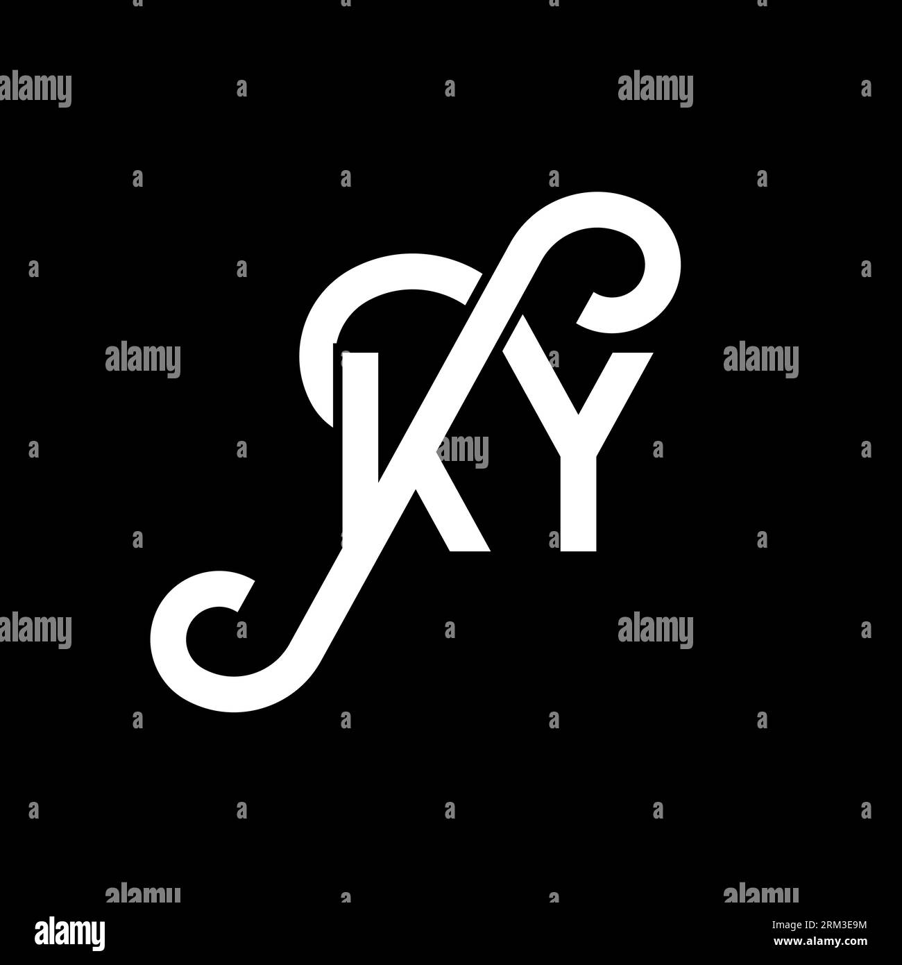 KY letter logo design on black background. KY creative initials letter ...