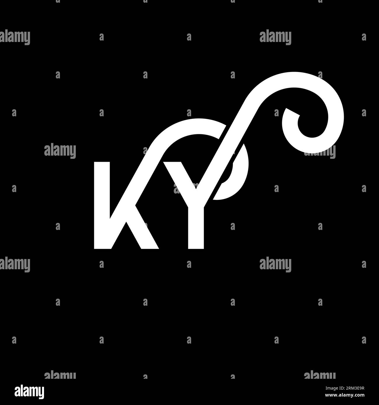 KY letter logo design on black background. KY creative initials letter ...
