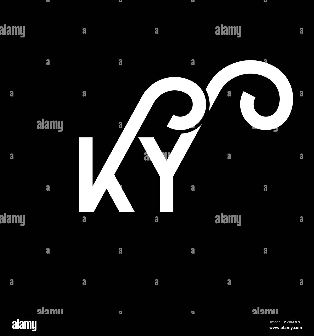 KY letter logo design on black background. KY creative initials letter ...