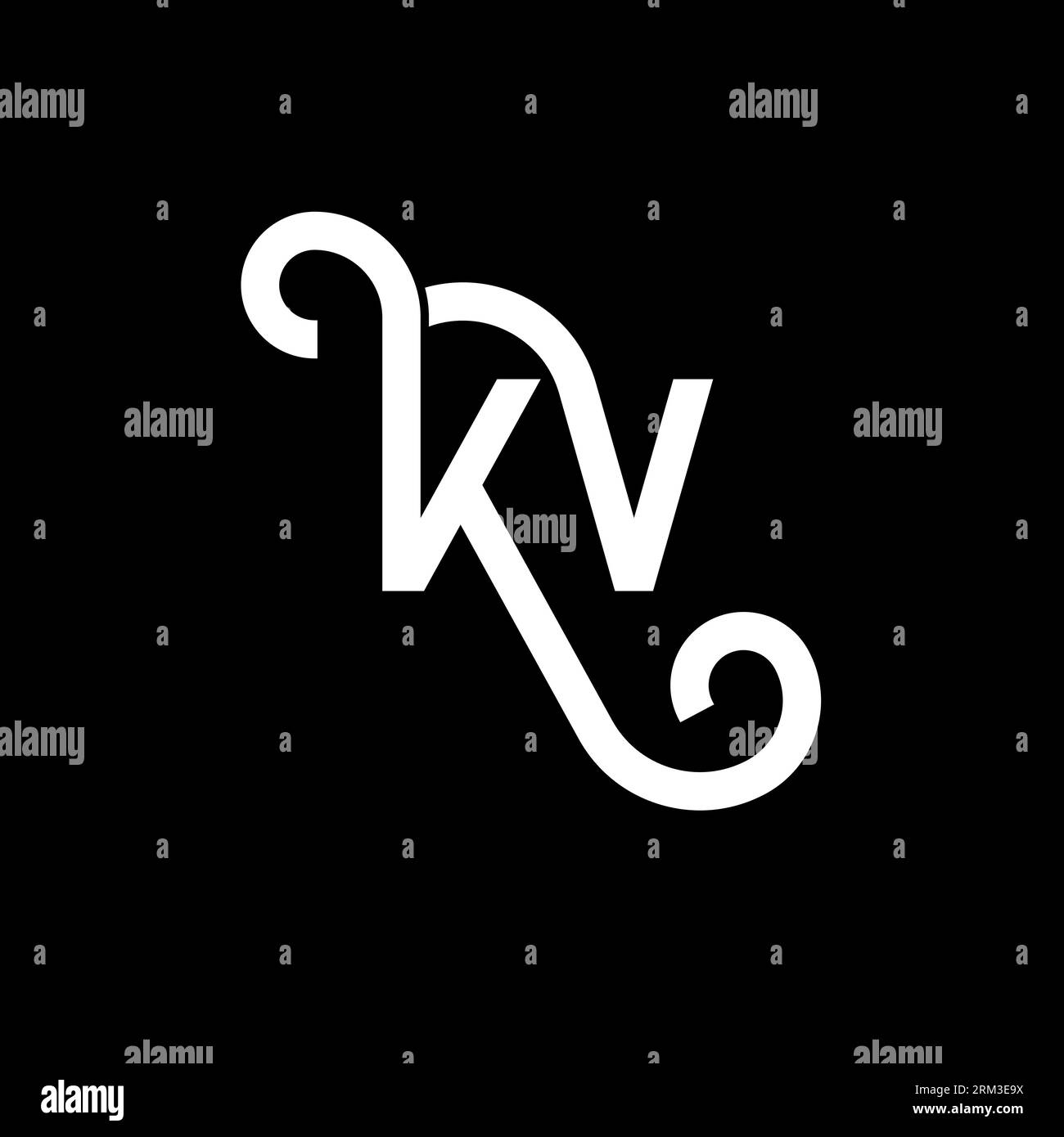 KV letter logo design on black background. KV creative initials letter ...