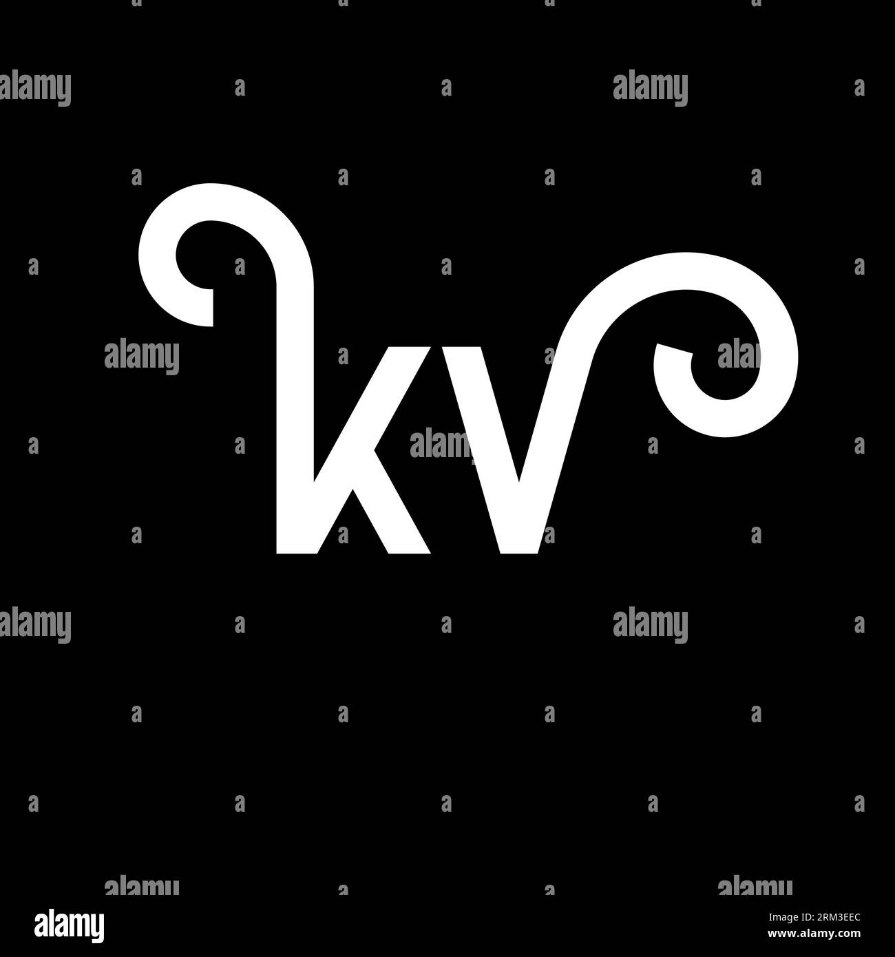 KV letter logo design on black background. KV creative initials letter ...