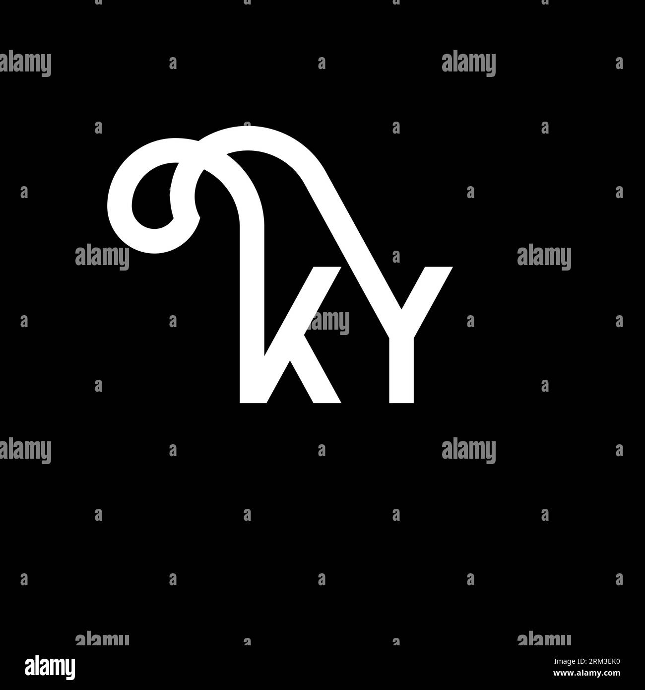 KY letter logo design on black background. KY creative initials letter ...