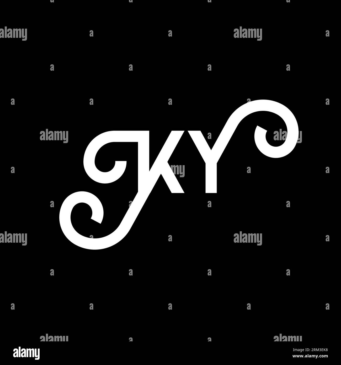 KY letter logo design on black background. KY creative initials letter ...