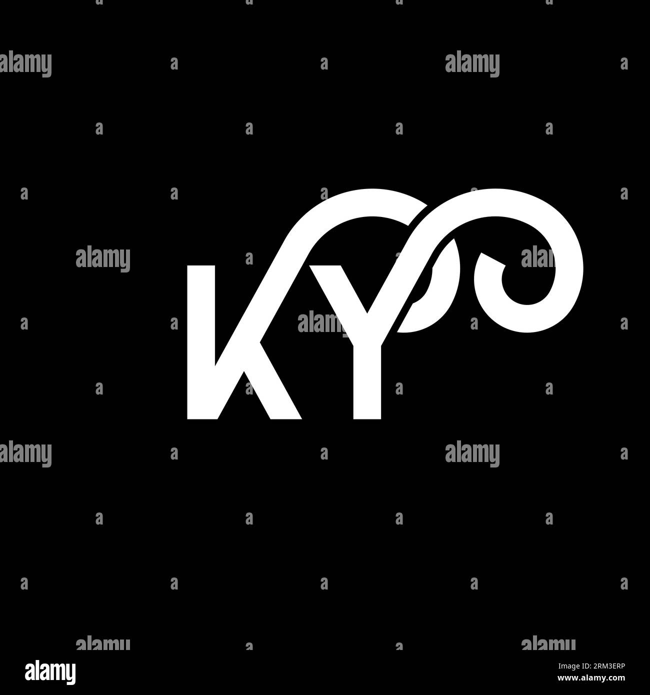 KY letter logo design on black background. KY creative initials letter ...