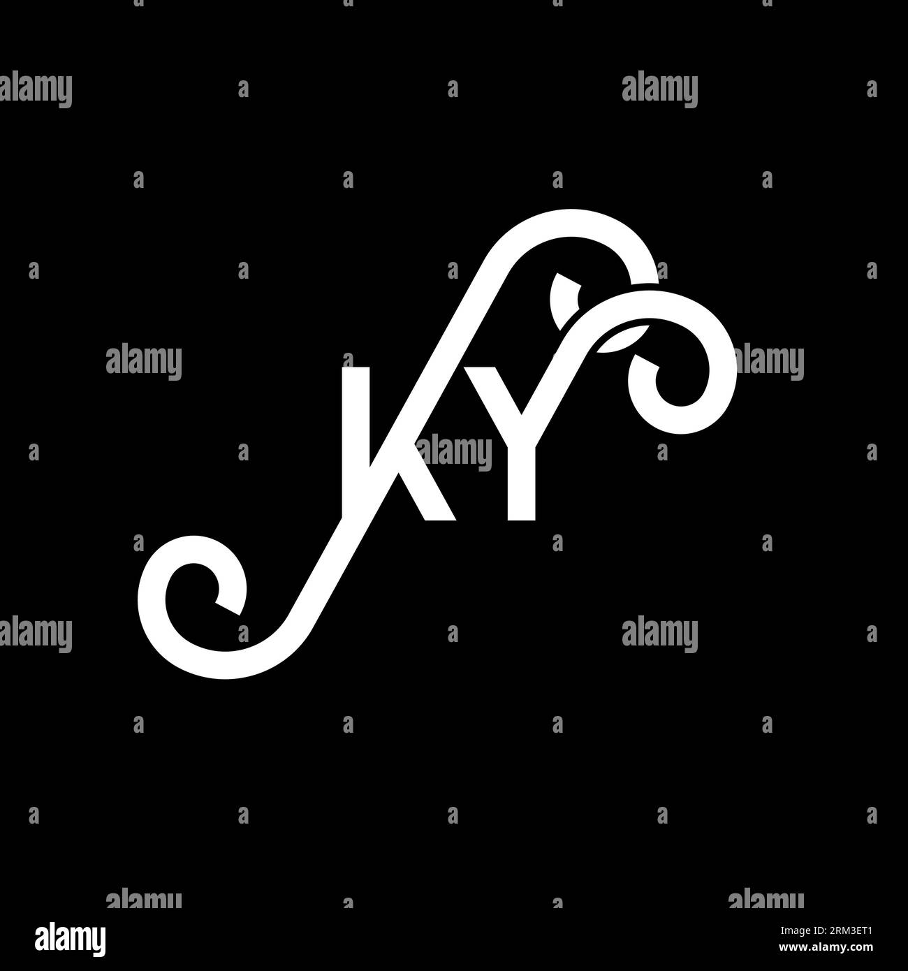 KY letter logo design on black background. KY creative initials letter ...